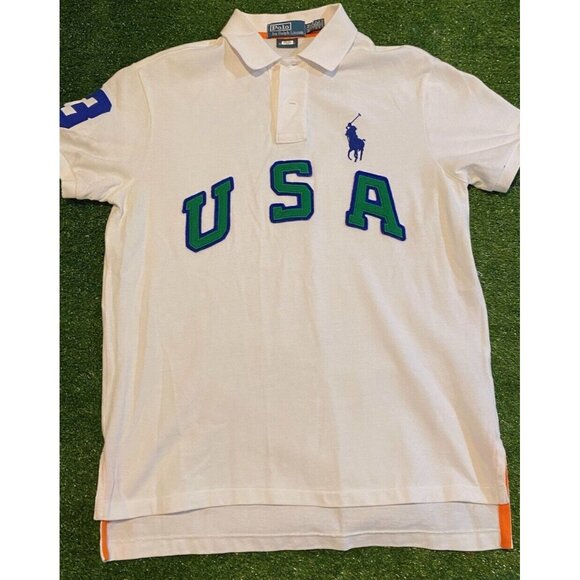 Polo Ralph Lauren | Shirts | Ralph Lauren Polo Shirt Mens Medium White Usa Big Pony Chief Keef ...